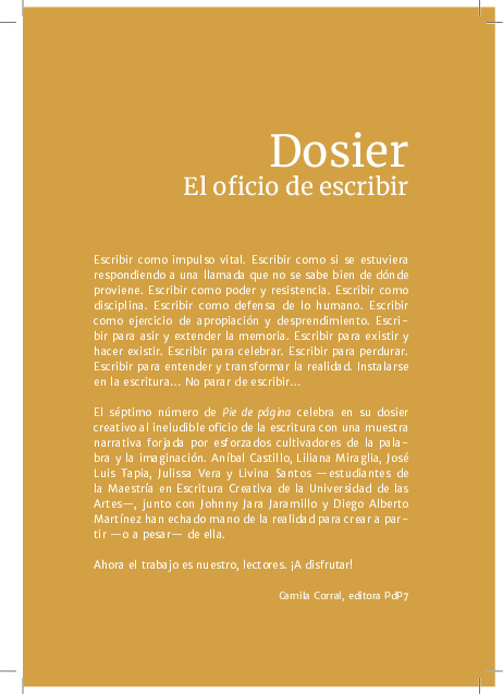 El oficio de escribir - Pie de Página